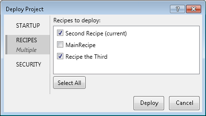 Recipes at design-time