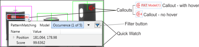 Using the Quick Watch flyout panel and callout annotations